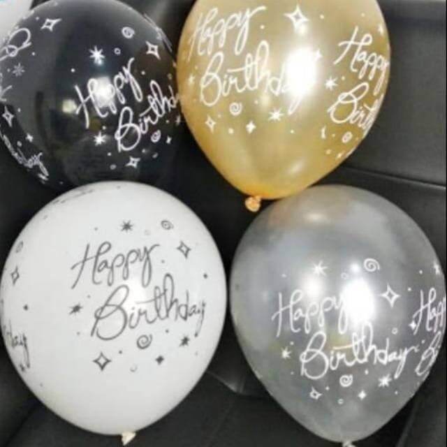 Balon Happy Birthday / Balon Latex Happy Birthday - HBD HITAM | Lazada ...
