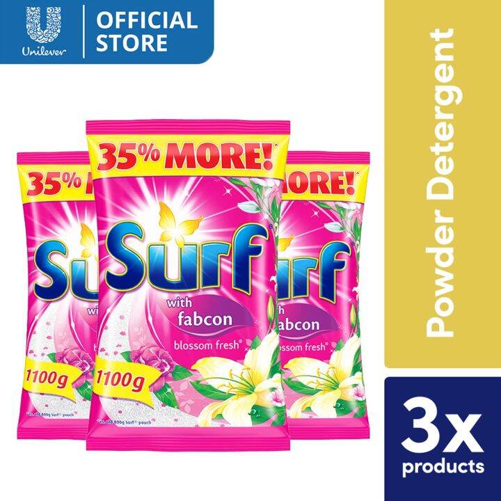 [BUNDLE OF 3] Surf Blossom Fresh Laundry Powder Detergent 1.1KG Pouch ...