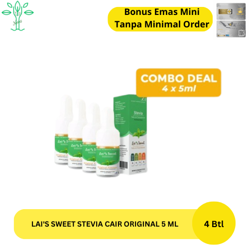 Paket Hemat 4 Botol Lai's Sweet Stevia Cair Original 5 ml / Gula stevia ...