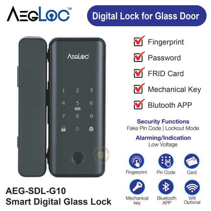 AEGLOC AEG-SDL-G10 Smart Digital Glass Lock / Digital Lock for Glass ...