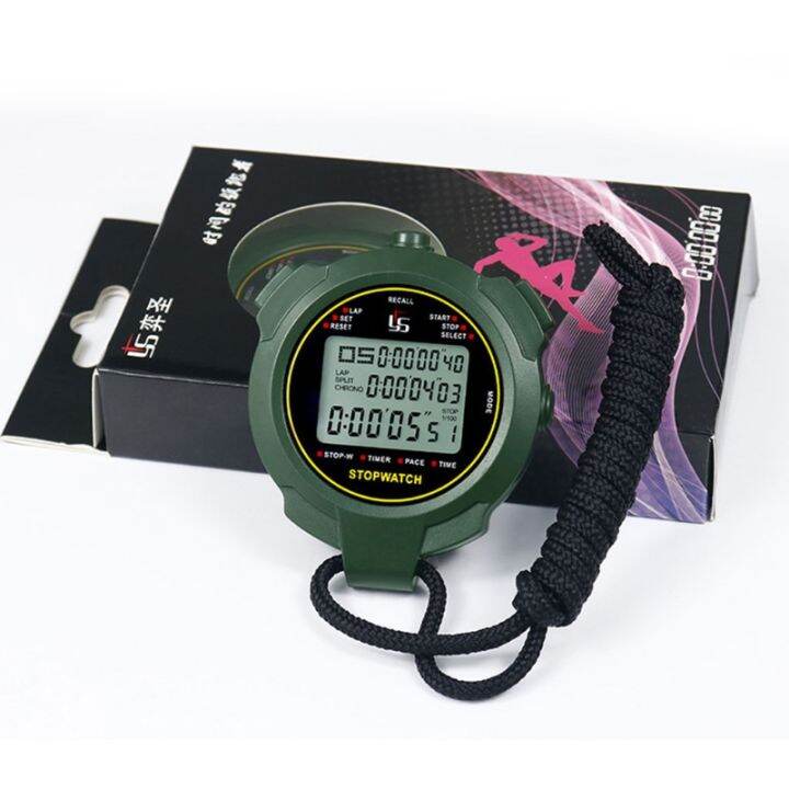 Professional Stopwatch Timer 3-Row 10-120 Lap Split Memory Count upDown Timer Large Display for ...