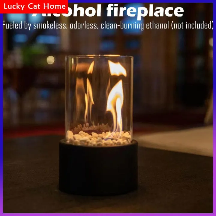 Bioethanol Tabletop Fireplace Portable Bio Ethanol Fire Pit with Glass ...