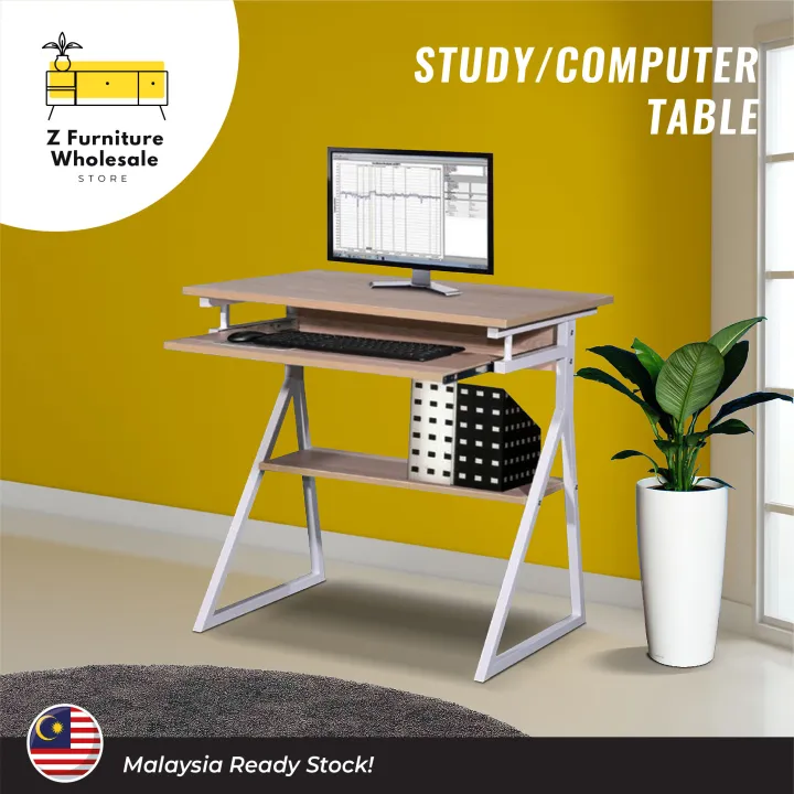 [Ready Stock] Metal Frame & Melamine Top Computer Table / Study Desk ...