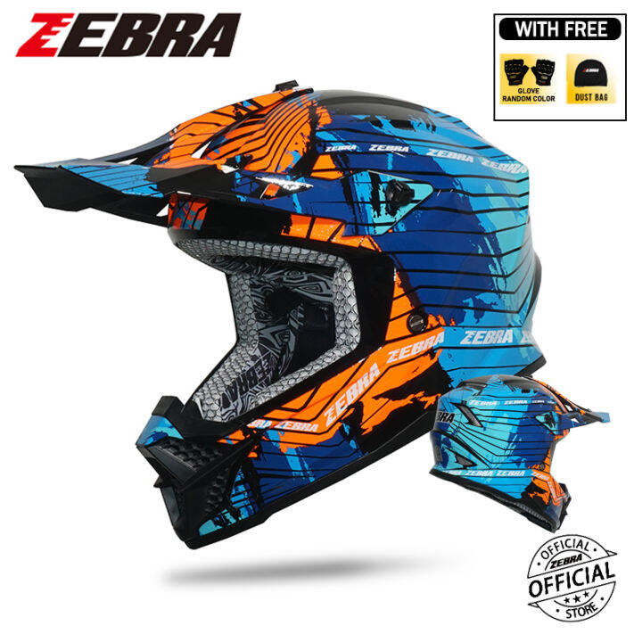 Zebra Off-Road Helmet MX-399 Zebra Motorcycle Full Face Helmet ...