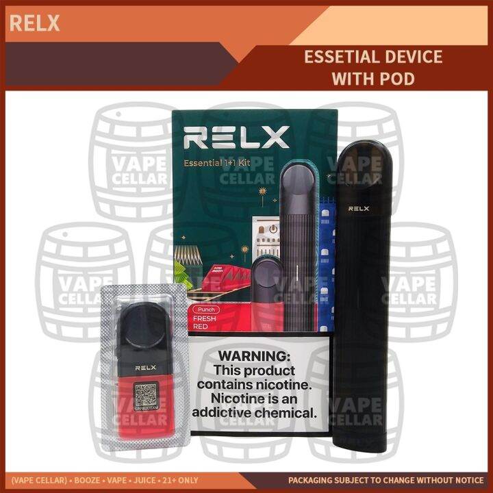 Relx Essential Device With Fresh Red 3 Pods Essential Kit (Black) [ 001 ...