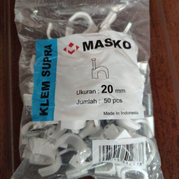 klem kabel masko supra 20mm paku beton klip kabel cable clips 20 mm ...