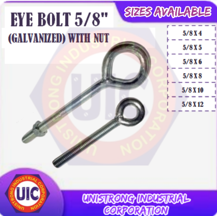 EYE BOLT WITH NUT 5/8" (GALVANIZED) 1 PC | Lazada PH