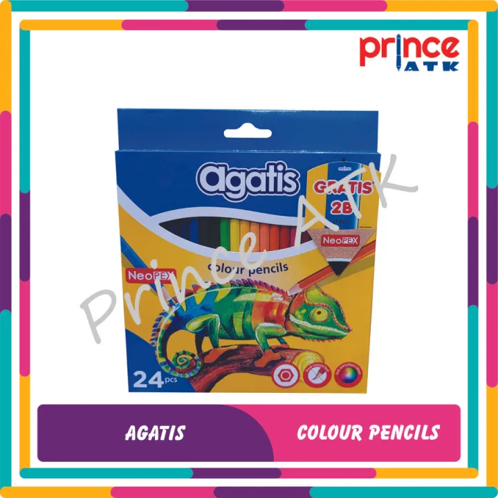 PENSIL WARNA AGATIS 24 WARNA PANJANG ORIGINAL | COLOUR PENCILS AGATIS ...