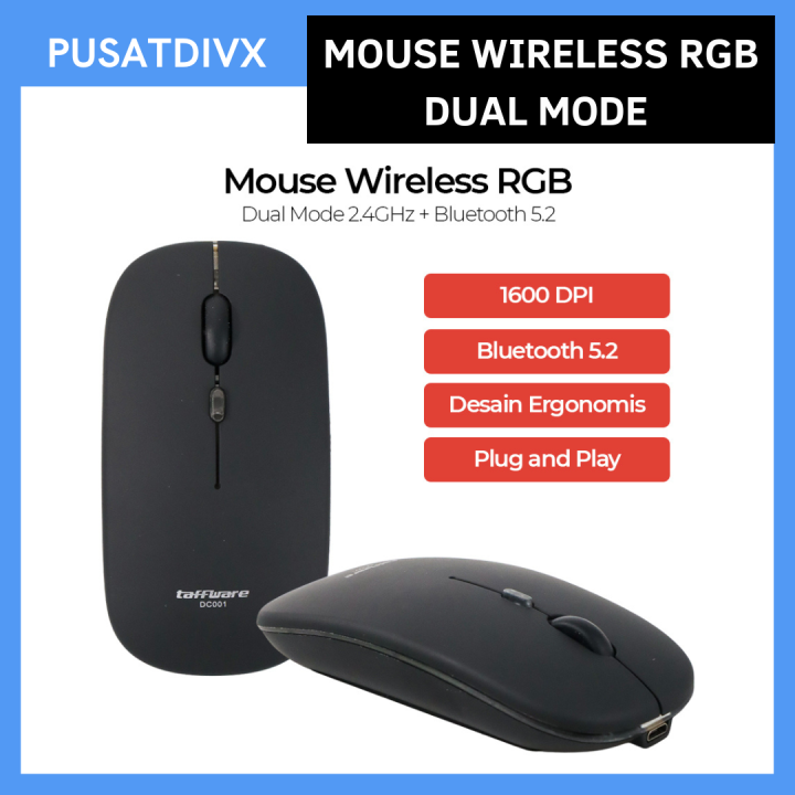 TAFFWARE MOUSE WIRELESS RGB DUAL MODE 2.4GHz + BLUETOOTH 5.2 | Lazada ...