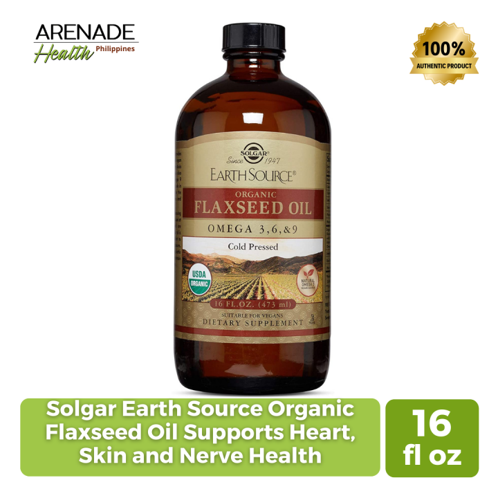 Solgar Earth Source Organic Flaxseed Oil Supports Heart, Skin and Nerve ...