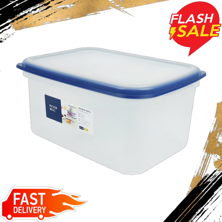 ((ขายดี)) กล่องอาหารทรงเหลี่ยม MICRON WARE รุ่น JCP-5039 ขนาด 11,200 มล. สีขาว - น้ำเงิน ...