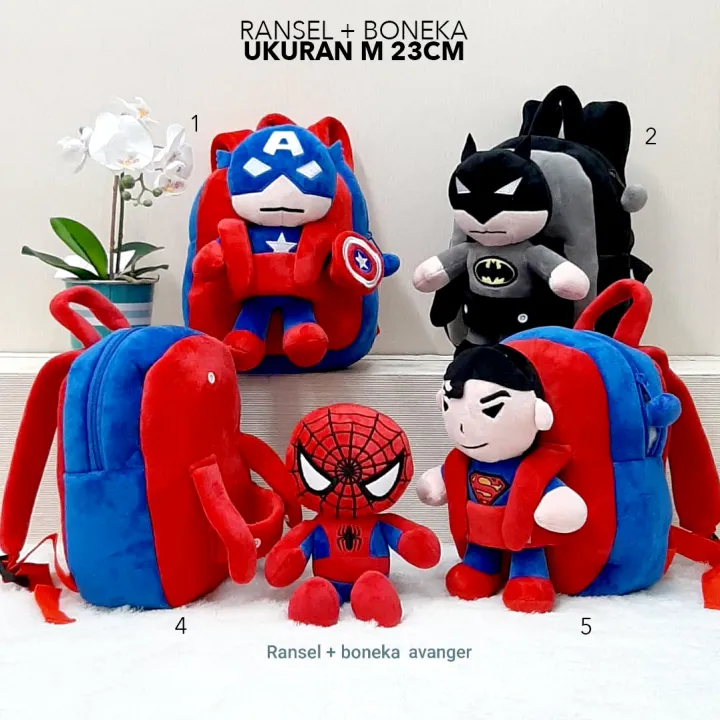 tas ransel anak paud boneka capten batman spiderman superman kapten tas ...