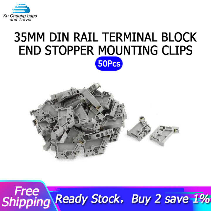 PHLA3P 50Pcs 35mm DIN Rail Terminal Block End Stopper Mounting Clips ...