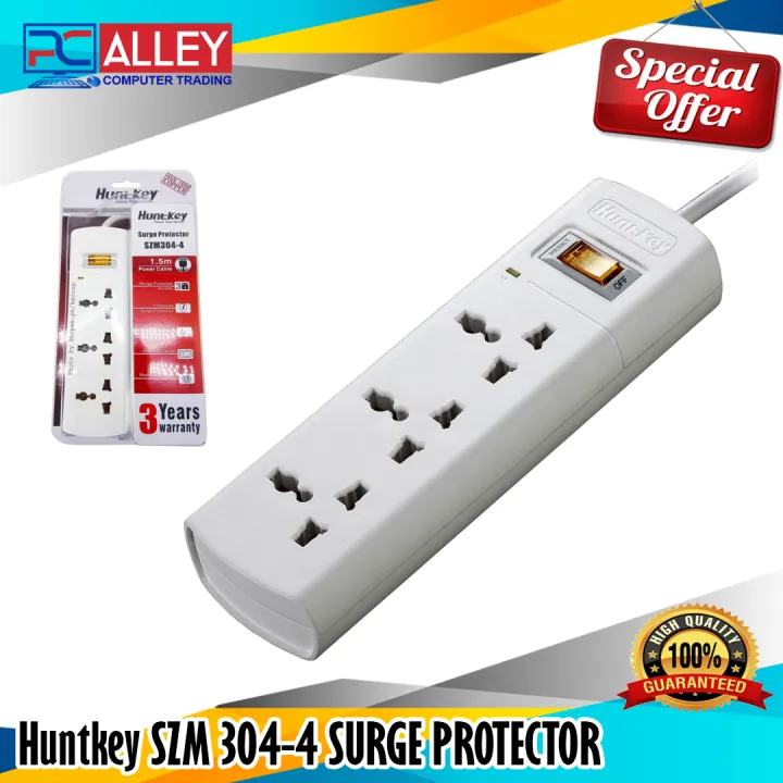 HUNTKEY SZM304-4 SURGE PROTECTOR, 3 UNIVERSAL SOCKET, 1.5 METERS l PC ...