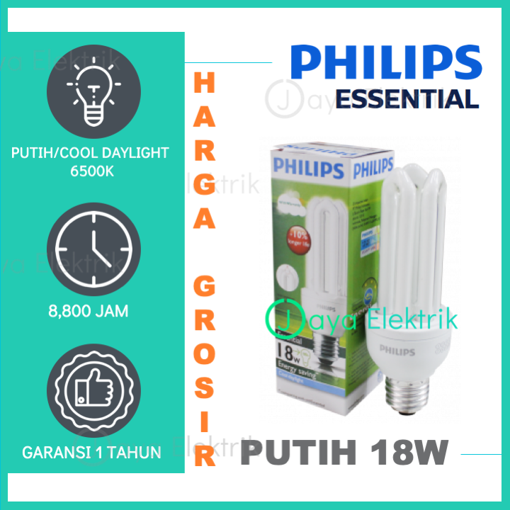 Lampu Philips Essential 18W 18 w 18 watt 18watt Putih Cool Daylight Grosir Asli Original Lampu ...