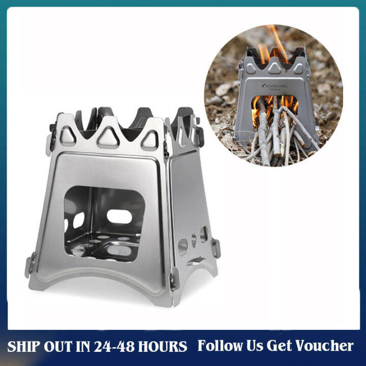 Stainless Steel Wood Stove Outdoor Survival Hiking Camp Tourist Folding ...