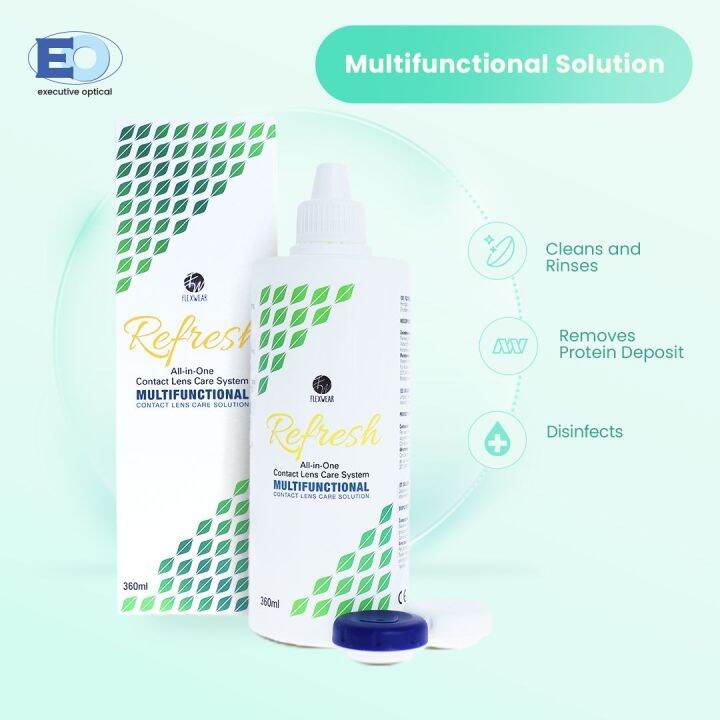 EO Flexwear Refresh Multifunctional Contact Lens Care Solution 360ml ...