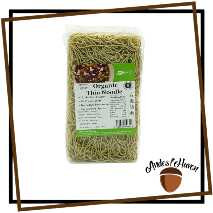 【Lohas】Organic Thin Noodle (Spinach) - 300g | Lazada