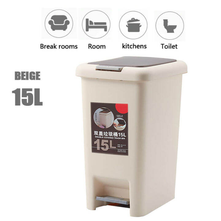 8L 15L Dustbin Square Storage Bucket Trash Can Bucket Waste Bins Foot ...