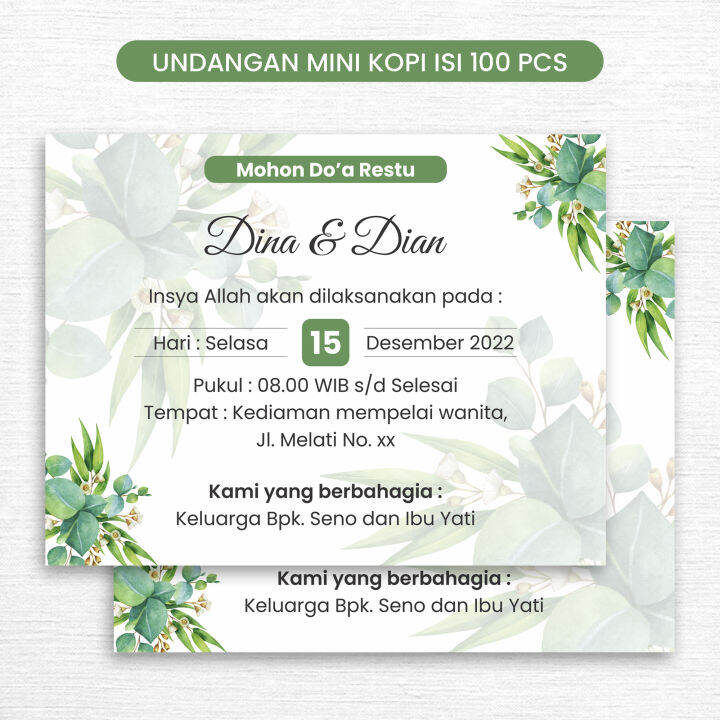 (ISI 100 PCS) UNDANGAN MINI UNTUK KOPI | Lazada Indonesia