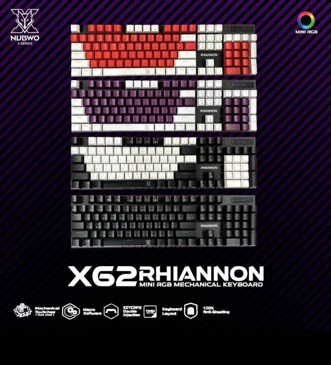 คีย์บอร์ดเกมมิ่ง (มาโคร) NUBWO X62 Rhiannon MECHANICAL MINI RGB GAMING ...