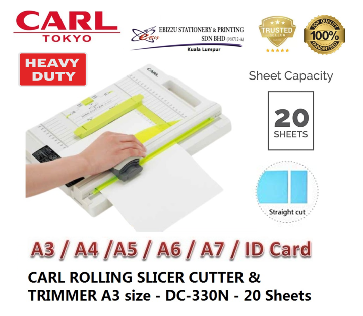 CARL DC-330N A3 ROLLING SLICER CUTTER & TRIMMER 20 Sheets - Paper Cutter, Paper Trimmer, Rotary ...