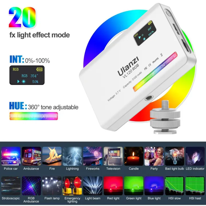 Ulanzi VL120 RGB 2500K-9000K Mini LED Video Light, Fill In Light ...