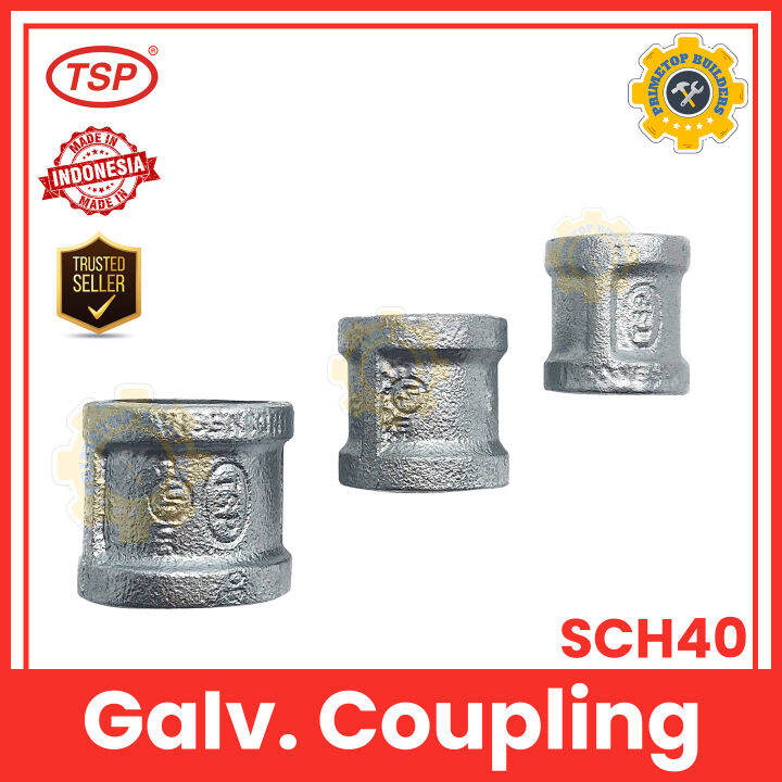 TSP Galvanized Pipe Fittings Coupling (Schedule 40) 1/2", 3/4", 1" Made ...