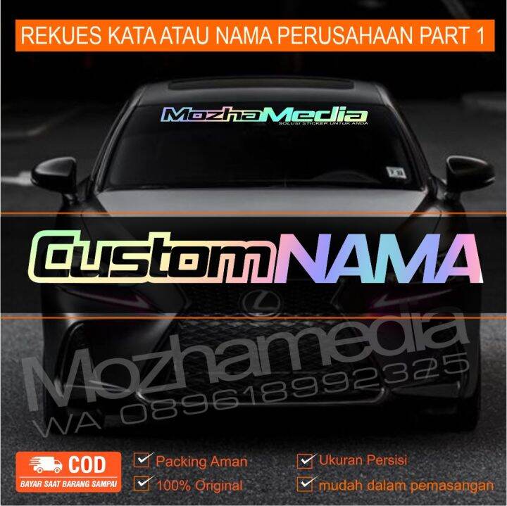 Stiker Kaca Mobil Nama Custom Cutting Sticker Body Dan Kaca Mobil NAMA ...
