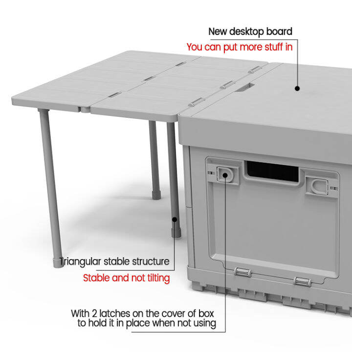 Vehicle-mounted multi-function folding box camping boot portable table large capacity vehicle ...