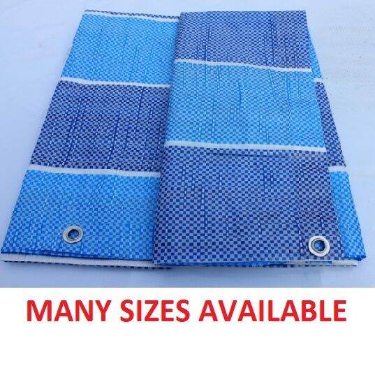 Canopy Blue White Canvas Tarpaulin Tent Renovation Cover Shelter Kanvas ...