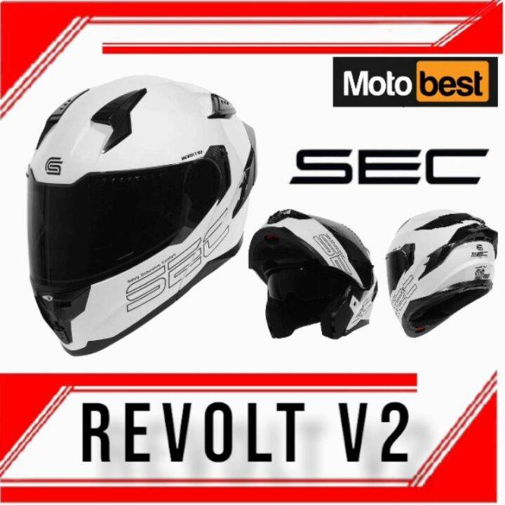 SEC Revolt v2 Modular Dual Visor Helmet w/ Free Smoke and Spoiler ...