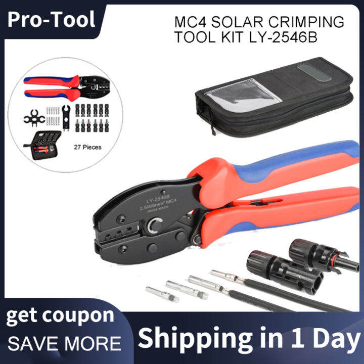 LY-2546B MC4 Solar Crimping Tool Kit for 2.5-6.0mm² Solar Panel Photovoltaic Cable Includes 12 ...