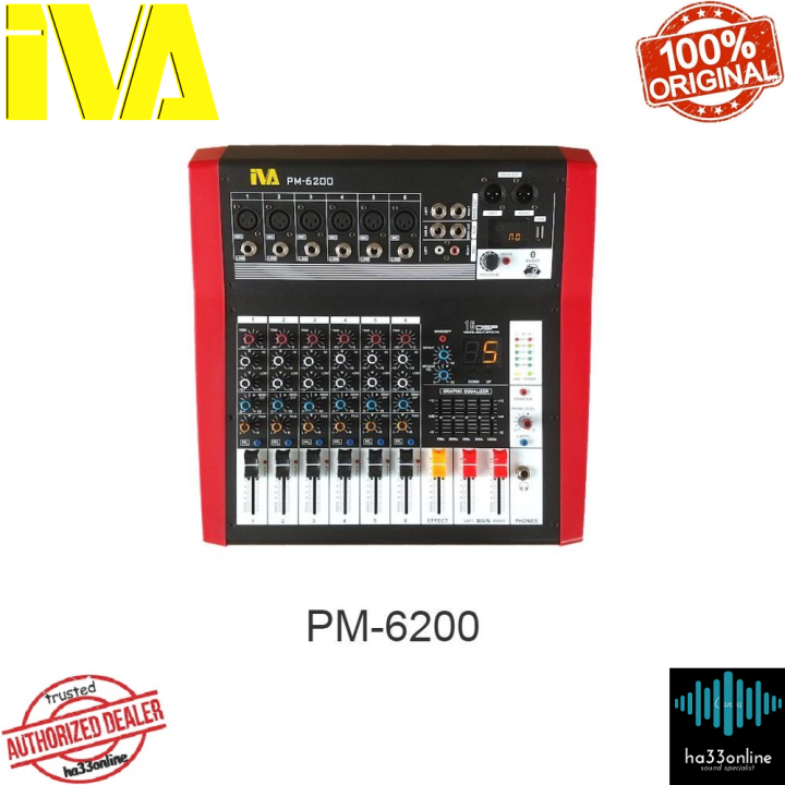 IVA PM6200 2 x 250W TRUE POWER 6 CHANNEL POWER MIXER c/w USB RECORDER ...