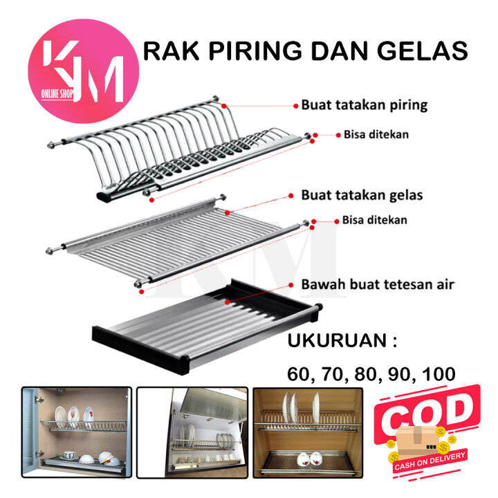 Rak Piring & Gelas 60 Cm SUS 304..Unit Atas Dapur.. Merk Vitco | Lazada ...