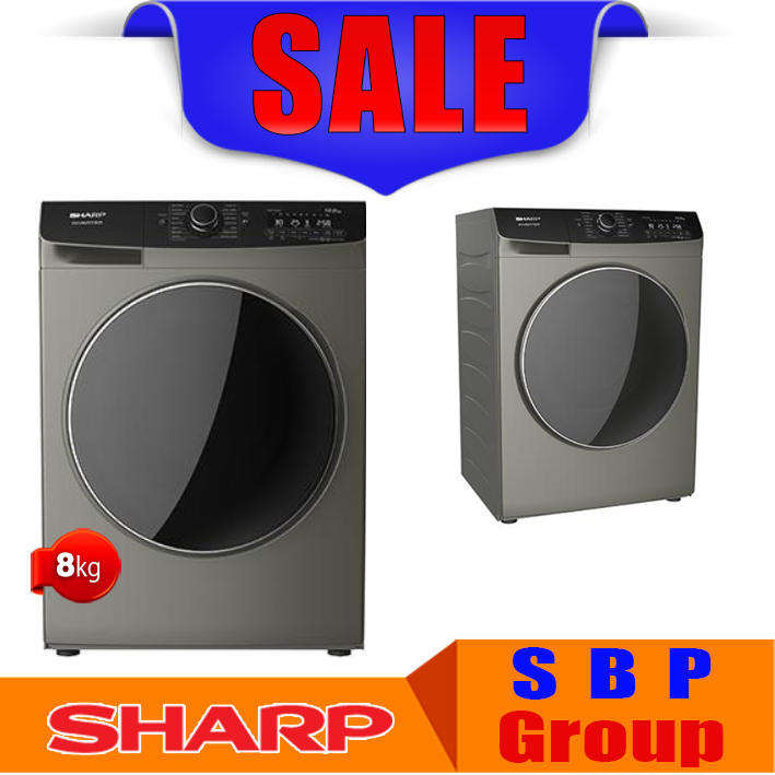 SHARP Front Load Inverter Washing Machine 8KG (SHP-ESFV8058) Mesin ...