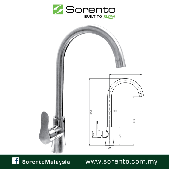 SORENTO SRTKT64SS Stainless Steel Pillar Mounted Kitchen Cold Tap ...