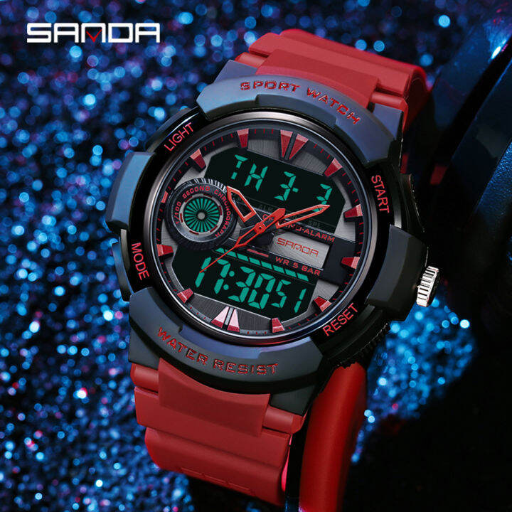 SANDA Top Luxury Brand Mens Sport Watch Military Analog Style Dual ...