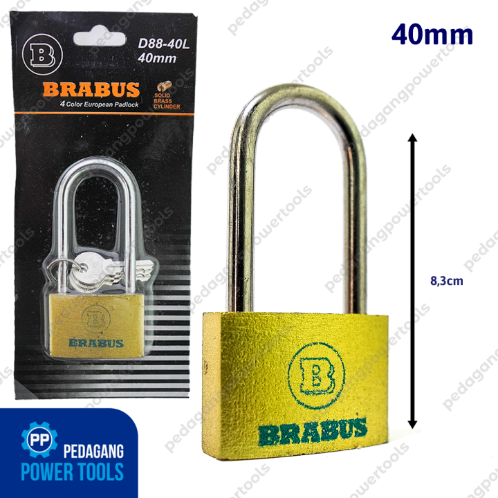 BRABUS GEMBOK KUNING 40 MM PANJANG KUNCI PAGAR RUMAH BESI LONG PADLOCK ...