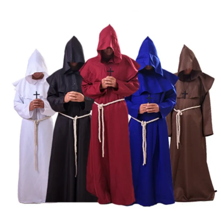 Halloween Medieval Costume Men Women Vintage Renaissance Monk Cosplay ...