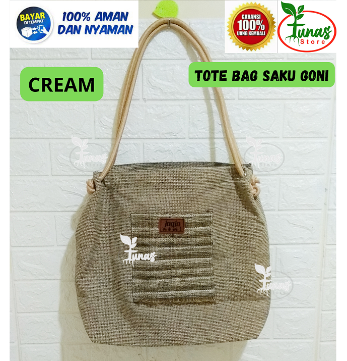 TUNAS Tote Bag Kanvas Goni / TAS JINJING GONI LAMINASI / Tas Tali Sumbu ...
