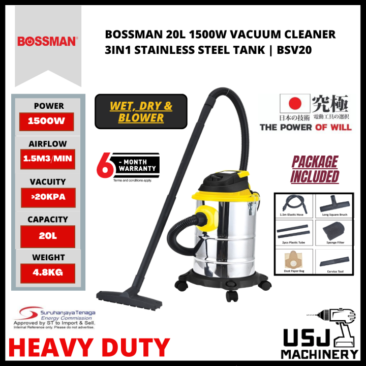 BOSSMAN 20Liter 1500W Vacuum Cleaner 3IN1 (Wet, Dry & Blower Function ...