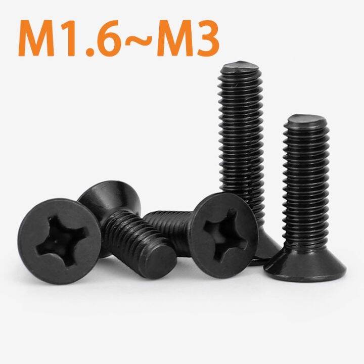 M1.6 M2 M2.5 M3 Mini Micro Small Black 304 Stainless Steel Cross Phillips Flat Countersunk Head ...