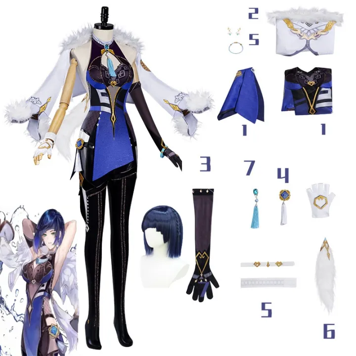 Game Genshin Impact Yelan Cosplay Costume Sexy Uniform Wig Shoes Halloween Party Outfit Women Ye