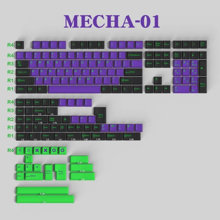 GMK Mecha 01 EVA Keycaps Cherry Profile Keycap 171 Keys DOUBLE SHOT For ...
