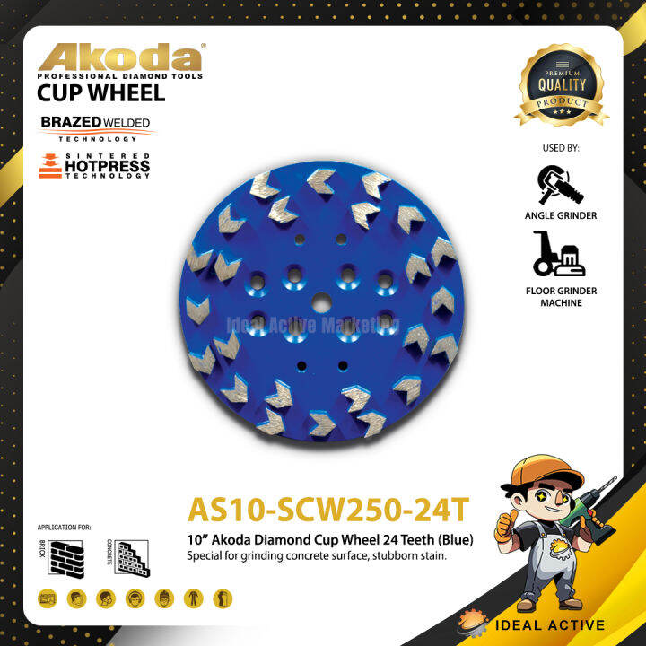 10" Akoda Diamond Cup Wheel 24 Teeth ( Blue ) AS10-STCW250B-24T ( C99 ...