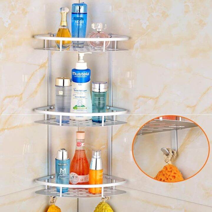 3 Layer Corner Bathroom Rack Triangular Bathroom Corner Organizer Rack ...
