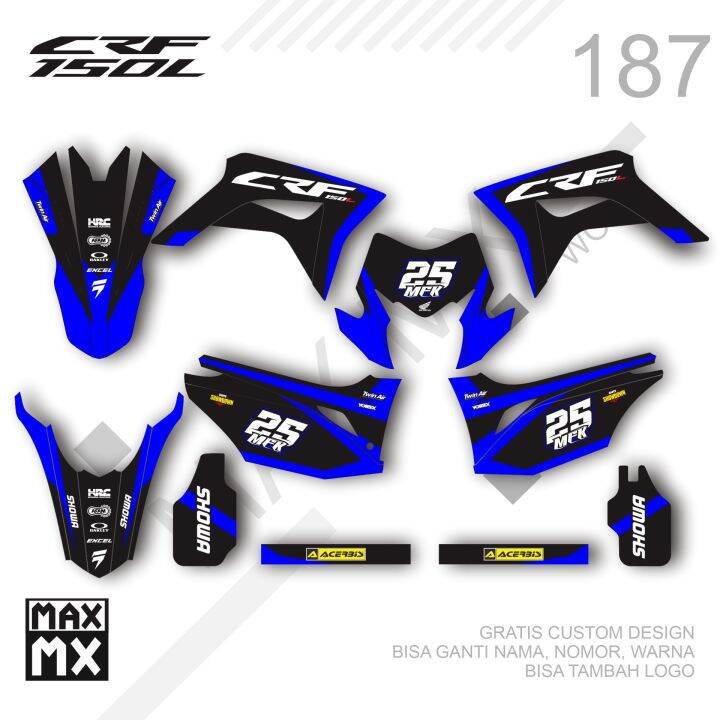 STIKER DECAL SUPERMOTO CRF 150L 187 WARNA HITAM BIRU | Lazada Indonesia
