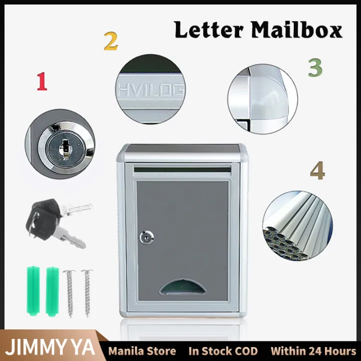 Weatherproof Mailbox Wall Mount Mail Letter Post Box Lockable Letter ...