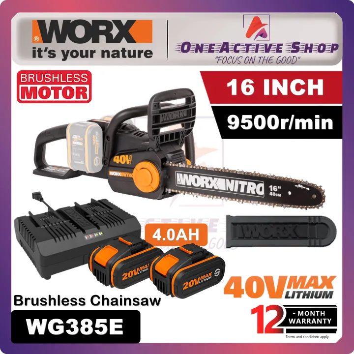 WORX 40V Brushless Chainsaw (16") WG385E - 1 Year Warranty ( WORX ...